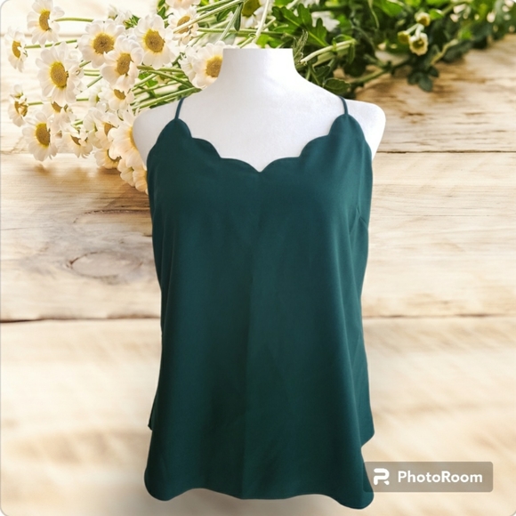 J. Crew Factory | Tops | J Crew Green Scallop Cami | Poshmark